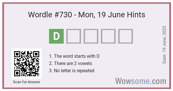 How to solve Wordle 730 of Monday 19 June'23
